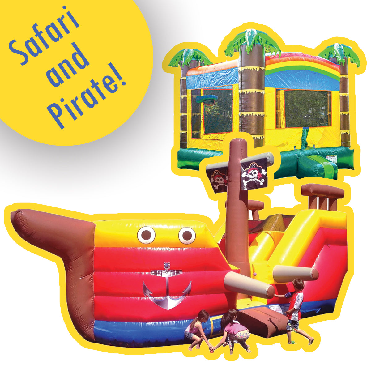 Safari Party and Pirate Slide Bundle - Hero Kiddo Inflatables