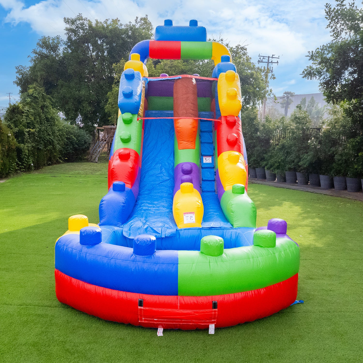 NEW! Block Party 16' Water Slide and Pool - Hero Kiddo Inflatables