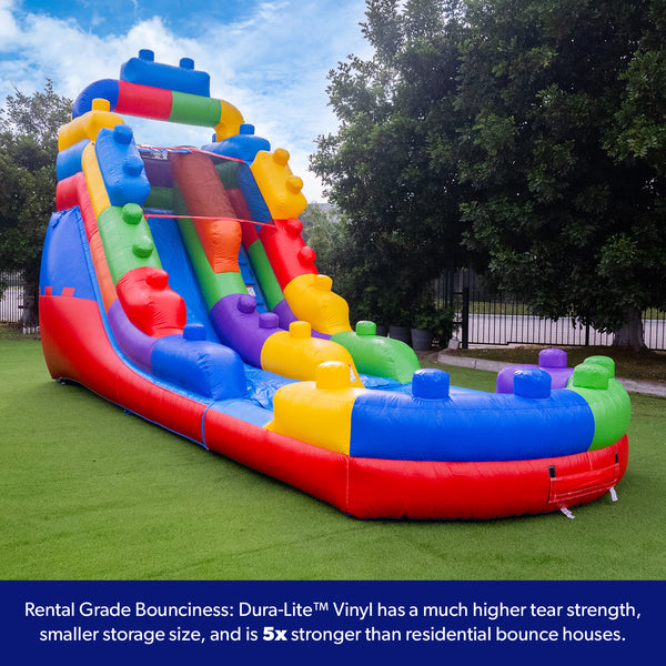 NEW! Block Party 16' Water Slide and Pool - Hero Kiddo Inflatables