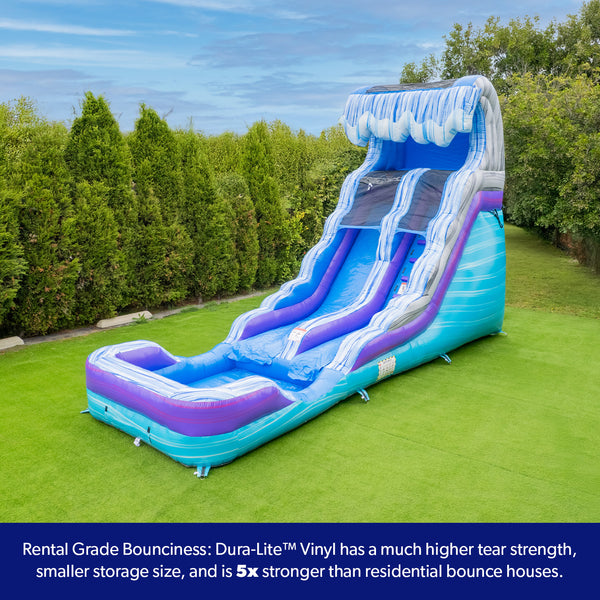 NEW! Ocean Wave 16' Water Slide with Attached Pool - Hero Kiddo Inflatables