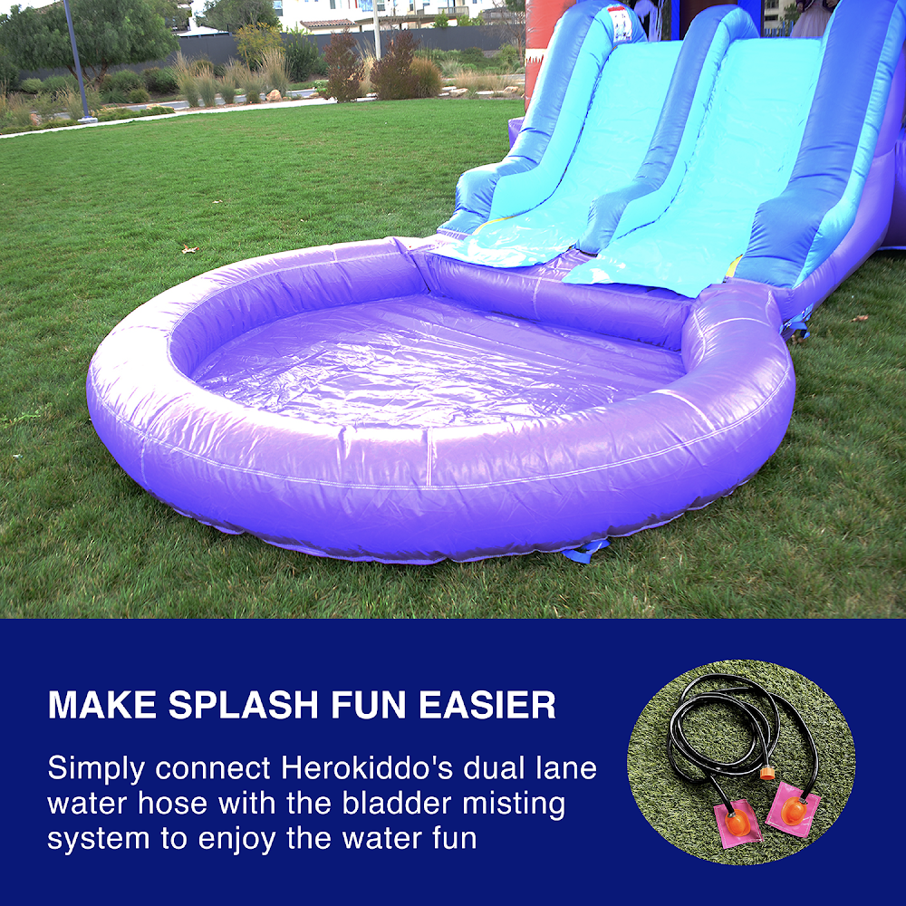 Enchanted Forest Bounce House Dual Slide with Pool - Hero Kiddo Magic ...