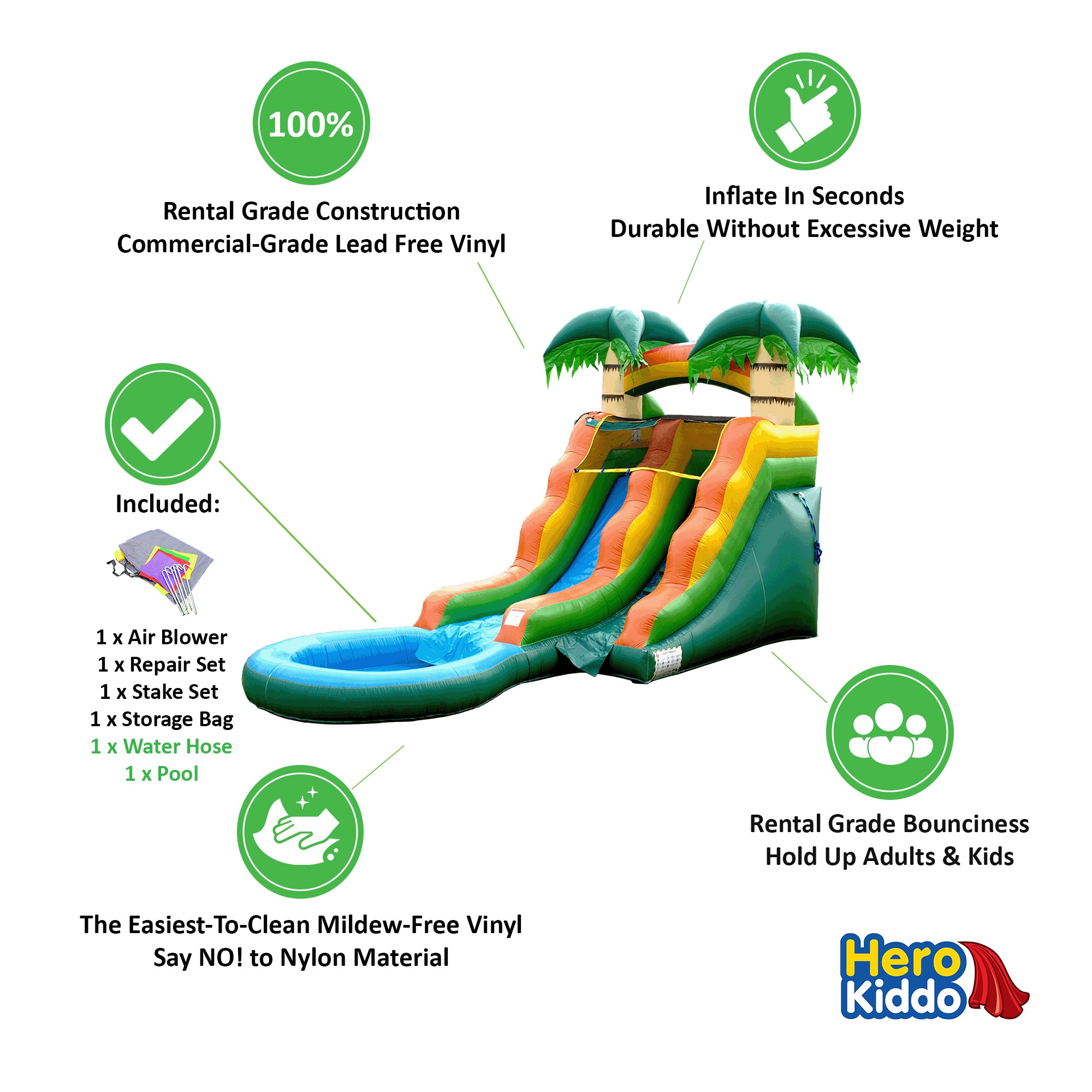 Tropical Splash: 13ft Water Slide with Pool - Summer Fun Unleashed ...